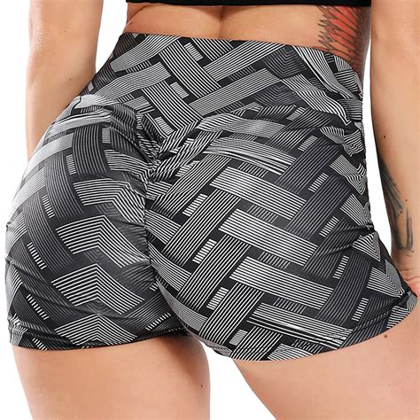 Seasum Seasum High Waist Yoga Shorts For Women Printed Tummy Control