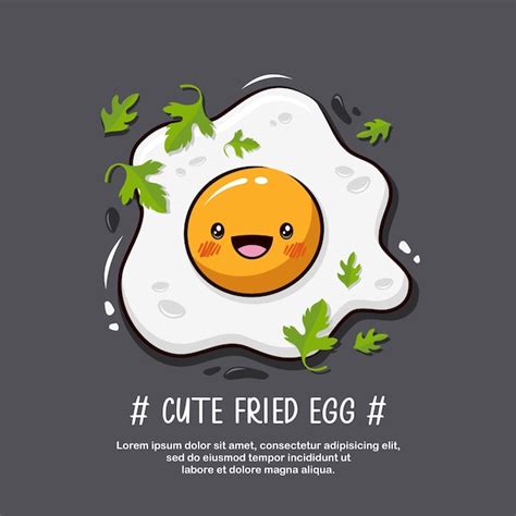Premium Vector Cute Fried Egg On Dark Background Fast Food Cooking