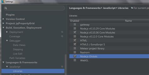 add nodejs source code to external libraries ides support intellij