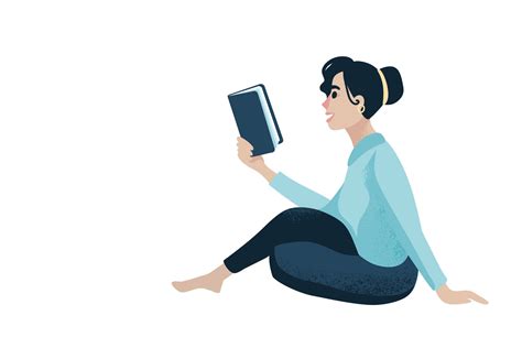 Young Woman Reading Book Flat Vector Education Illustrations
