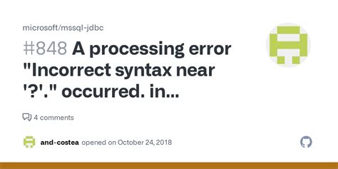 A Processing Error Incorrect Syntax Near Occurred In
