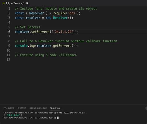 nodejs dns setservers geeksforgeeks