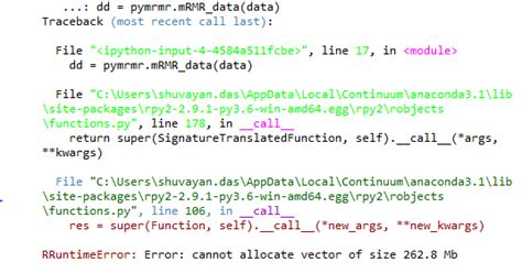python cannot allocate even 200mb of memory while calling a r function