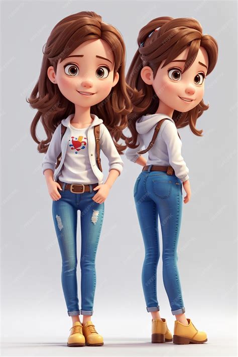 Premium Ai Image Girl 3d Cartoon Character Isolated On White Background