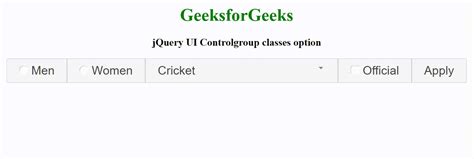 jquery ui controlgroup classes option geeksforgeeks