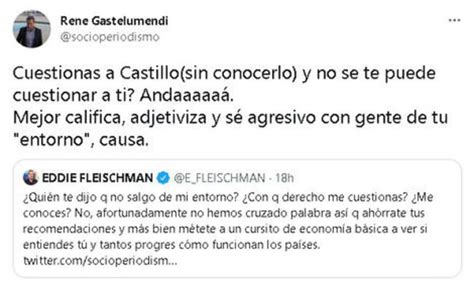 René Gastelumendi A Fleischman Cuestionas A Castillo Sin Conocerlo Y