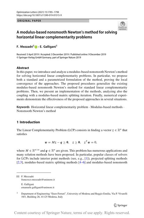 a modulus based nonsmooth newton s method for solving horizontal linear
