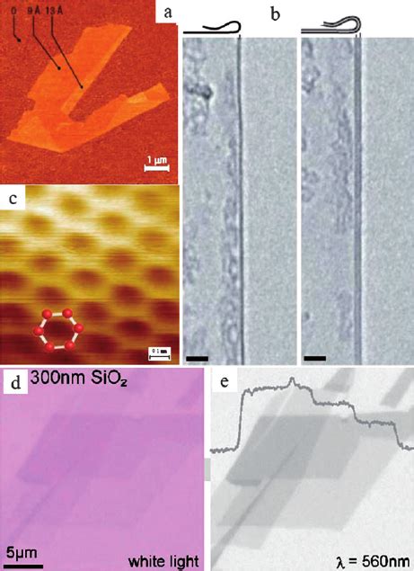 A Afm Image Of Single Layer Graphene The Folded Edge Exhibiting A