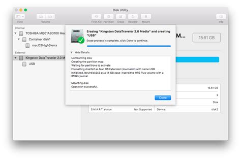 fixed erase process has failed click done to continue on macos high