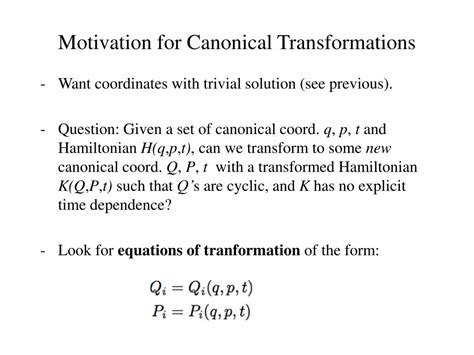 Ppt Canonical Transformations And Liouvilles Theorem Powerpoint