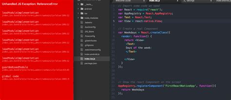 ios coding in react native unhandled js exception referenceerror