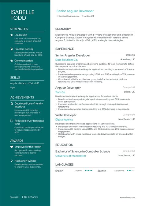 5 Angular Developer Resume Examples And Guide For 2023