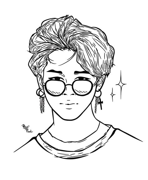 [bts How To Draw Fanart] Jimin Speed Drawing Roni Pool Line Art