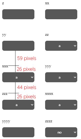 css varying vertical spacing between rows in html form stack overflow