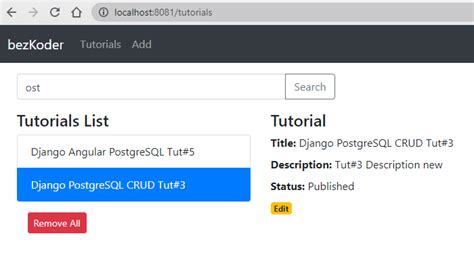 django angular postgresql example crud app rest