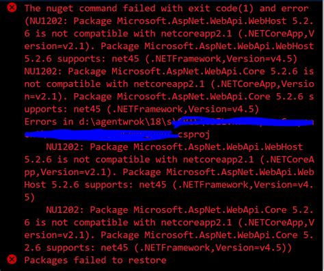 azure vso build pipeline s nuget restore failed stack overflow