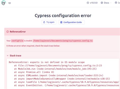 cypress fails to run when type is `module` · issue 24111 · cypress io