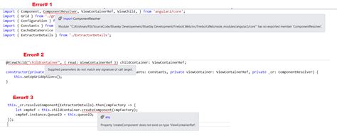 angular not able to import componentresolver and viewcontainerref