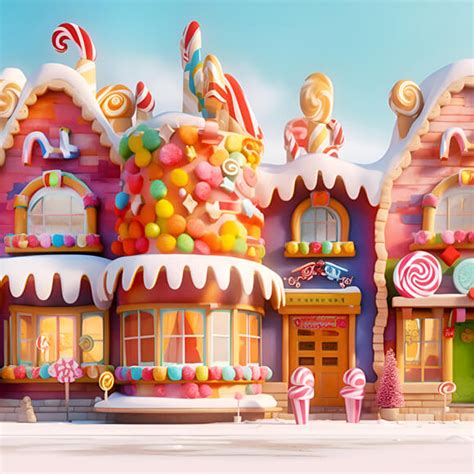 Cartoon Candy House Gingerbread Christmas Backdrop M9 38 Dbackdrop