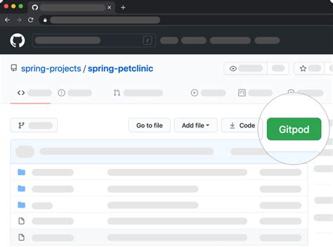 a github project page with the gitpod button highlighted