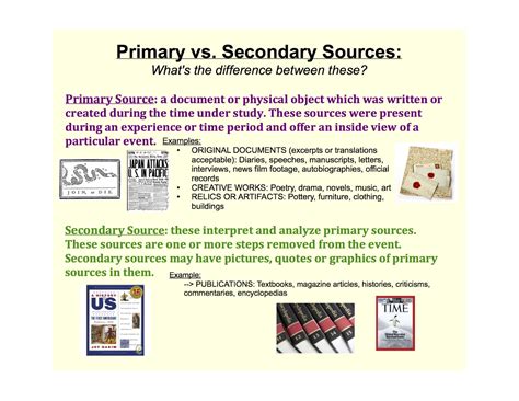 Primary Vs Secondary Sources Worksheets