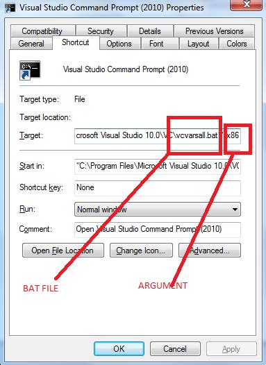 windows — コマンドラインスイッチをwindowsショートカットに追加する
