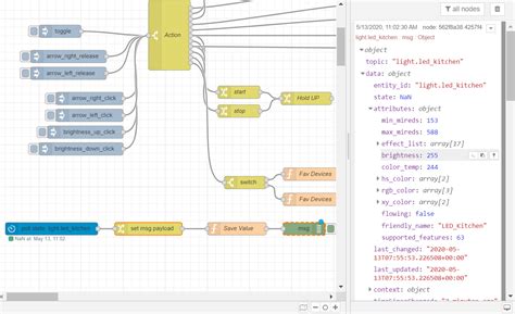 create and store brightness from current state node node red home