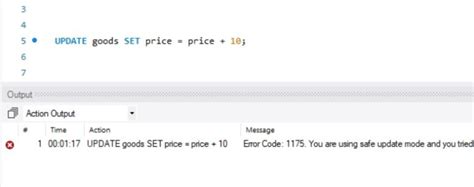 Ошибка в mysql workbench error code 1175 you are using safe update