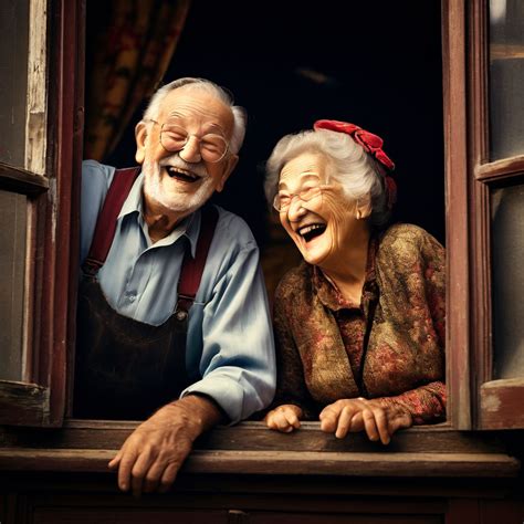 A Very Old Grandma And Grandpa Are Leaning On The Very Old W By
