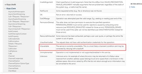 grpc core rpcexception status statuscode unavailable detail endpoint