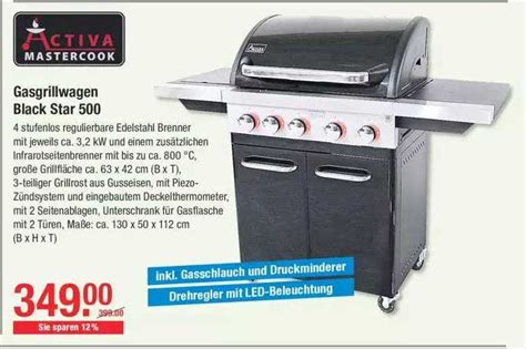Gasgrillwagen Black Star 500 Activa Mastercook Angebot Bei V Baumarkt