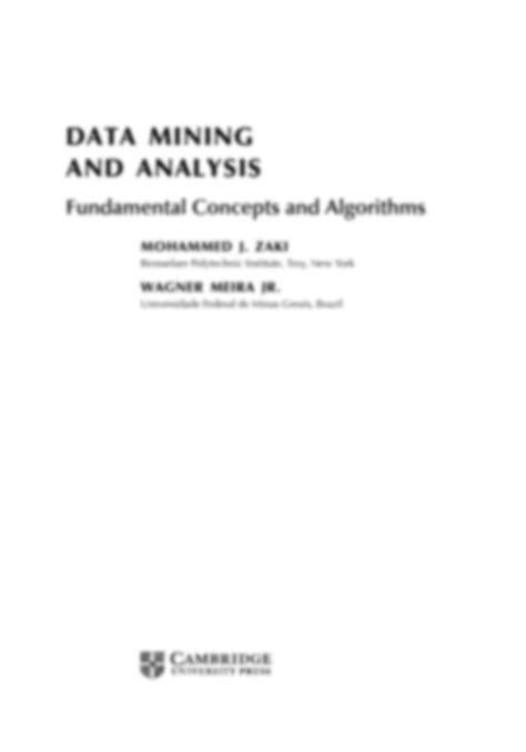 solution data mining and analysis fundamental concepts and algorithms
