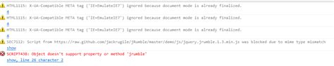 javascript ie9 mime type mismatch object doesn t support property
