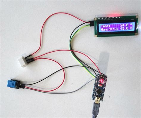 arduino nano dht11 temperature and humidity i2c 2 x 16 lcd display