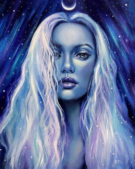 Moon Goddess Art Lyra Pagan Art Print Celestial Art Wiccan Art Pop