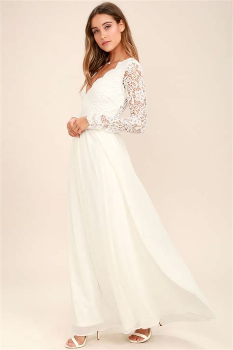Awaken My Love White Long Sleeve Lace Maxi Dress Long Sleeve Lace