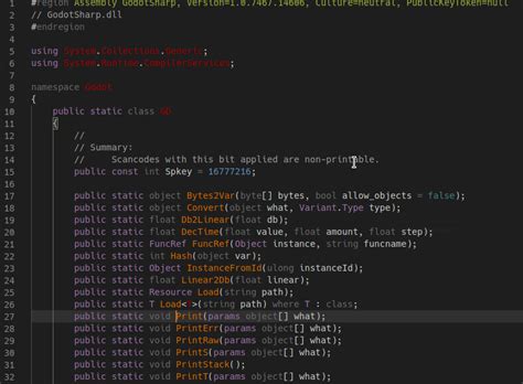 possible to get c documentation for gd classes methods in vscode