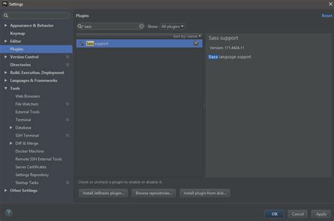 phpstorm sass file watcher template and file type not available stack