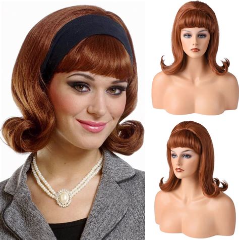 Handbwig Retro Wigs Brown Curl Hair Wig For Women Daily 50s