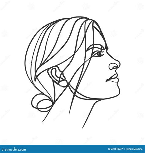Continuous Line Drawing Of Woman Face One Line Woman Portrait Stock