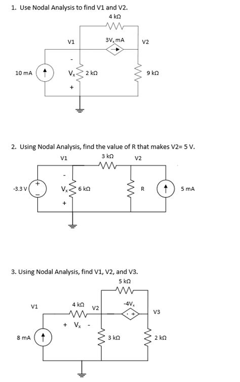 solved 1 use nodal analysis to find v1 and v2 v2 10 ma