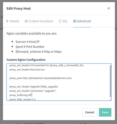 could someone help me configuring nginx proxy manager to