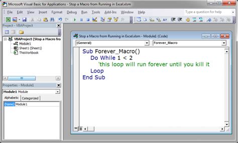 excel vba stop loop