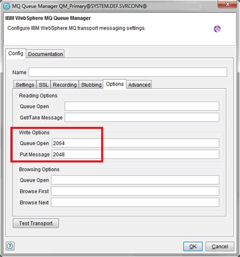 sending a put application name to ibm mq from rational integration tester