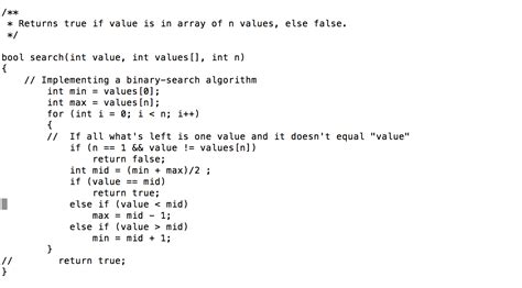 pset3 binary search error message control may reach end of non void