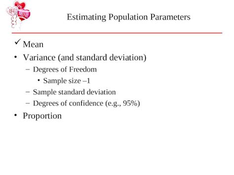 Ppt Estimating Population Parameters Mean Variance And Standard