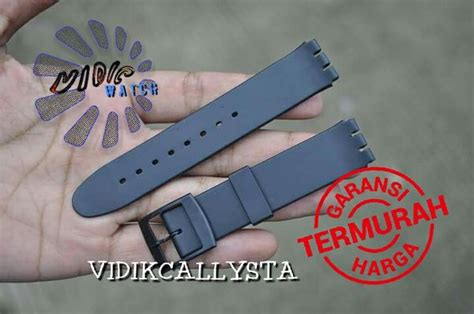 Jual Tali Swatch 17 17mm Hitam Polos Rubber Skin Chrono Baet Irony Big