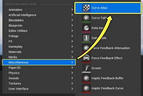 curve atlases in unreal engine materials unreal engine 5 0 documentation