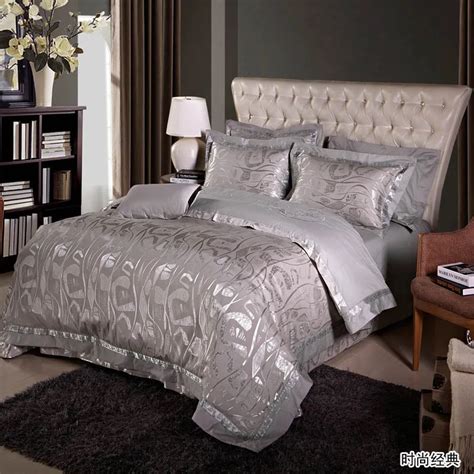 Free Shipping Fashion Tribute Silk Silver Bedding Comforter Set With