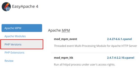 how to upgrade php using easyapache 4 inmotion hosting